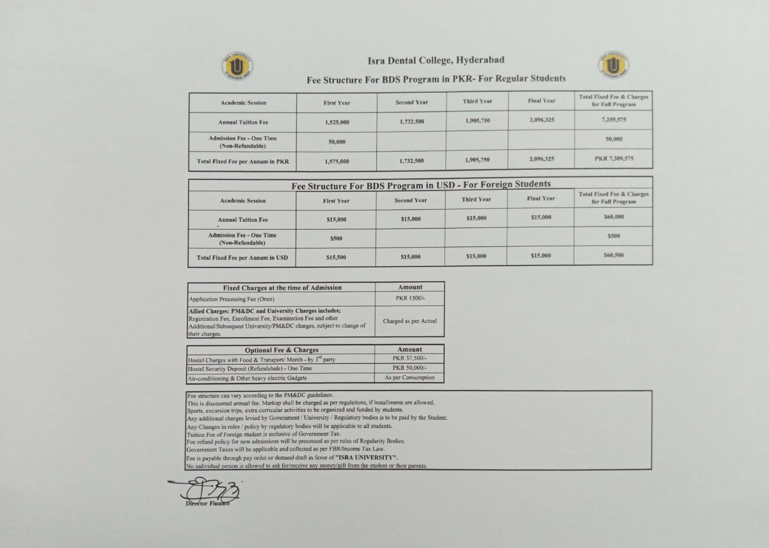 Fee structure for MBBS & BDS Programs - Session (2023-24) - | Official ...